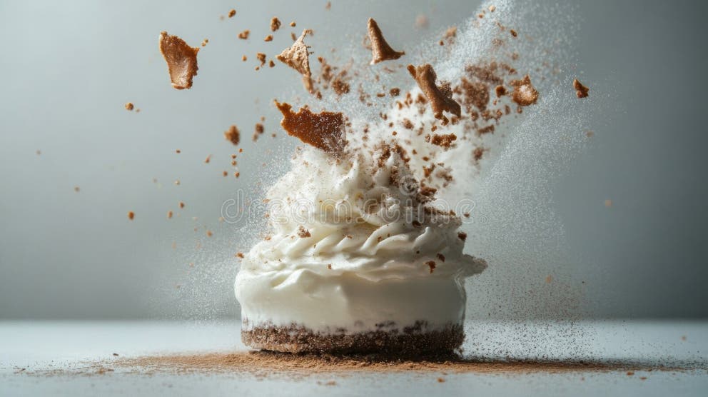 Creamy Cake Explosion with Brown Crumbs Stock Illustration ...