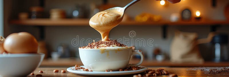 Creamy Cappuccino Frothy Topping Cozy Cafe Setting Stock Photos - Free ...