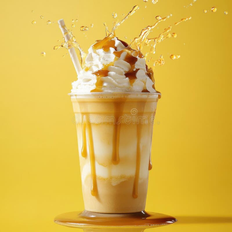 Creamy Caramel Ice Cream Drink Stock Illustration - Illustration of ...