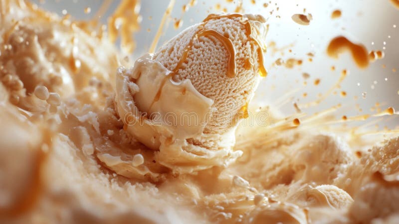 Creamy Caramel Ice Cream Splash Stock Illustration - Illustration of ...