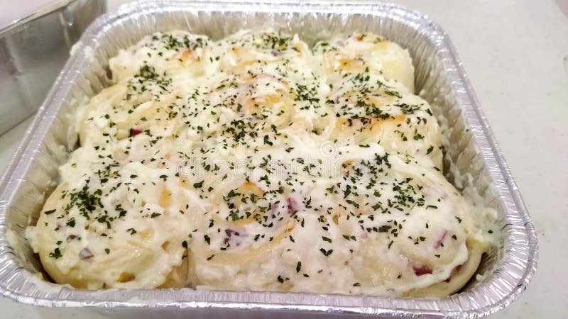 Creamy Cheese roll bread stock image. Image of bread - 235822001