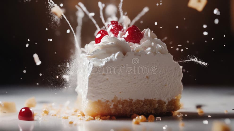 Creamy Cheesecake Explosion with Cranberries Stock Illustration ...
