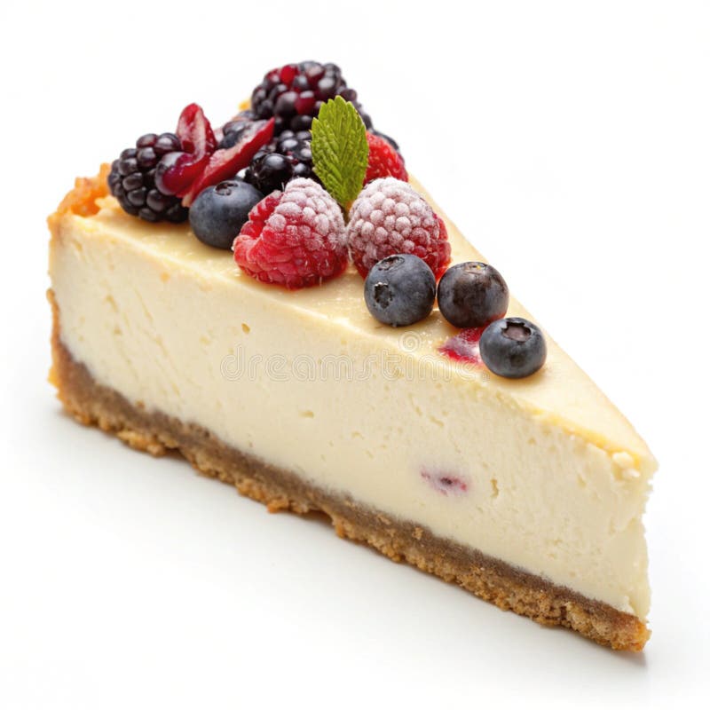 Creamy Cheesecake Slice with Berries on Transparent Background Stock ...