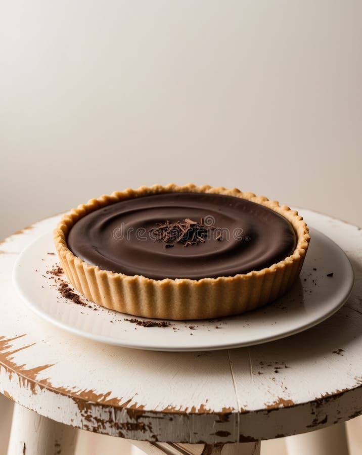 Creamy Chocolate Dessert Pie on Rustic Wood Table Stock Image - Image ...