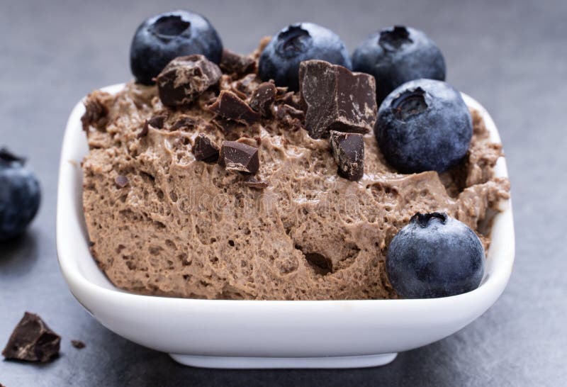 Creamy Chocolate Mousse with Blueberries Stock Photo - Image of dessert ...