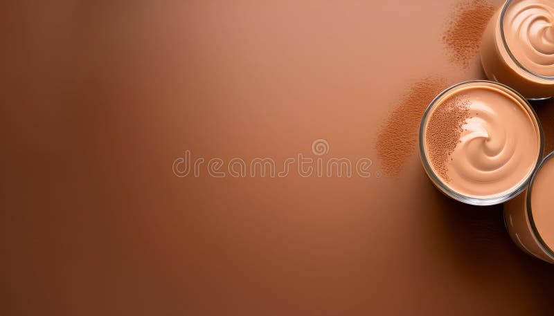 Creamy Chocolate Mousse in Glasses on Smooth Brown Background, Mocha ...