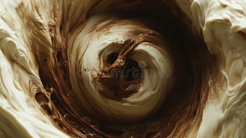 Creamy Chocolate Swirl Mixing in a Bowl Stock Illustration ...