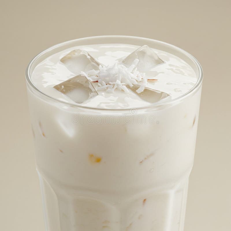 Creamy Coconut Smoothie with Ice in Glass Stock Photo - Image of cold ...
