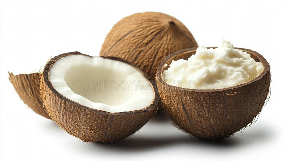 Creamy Coconut on White Background for Food Styling Projects Stock ...