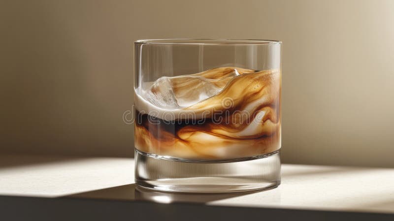 Creamy Coffee Cocktail in Glass with Ice Stock Illustration ...