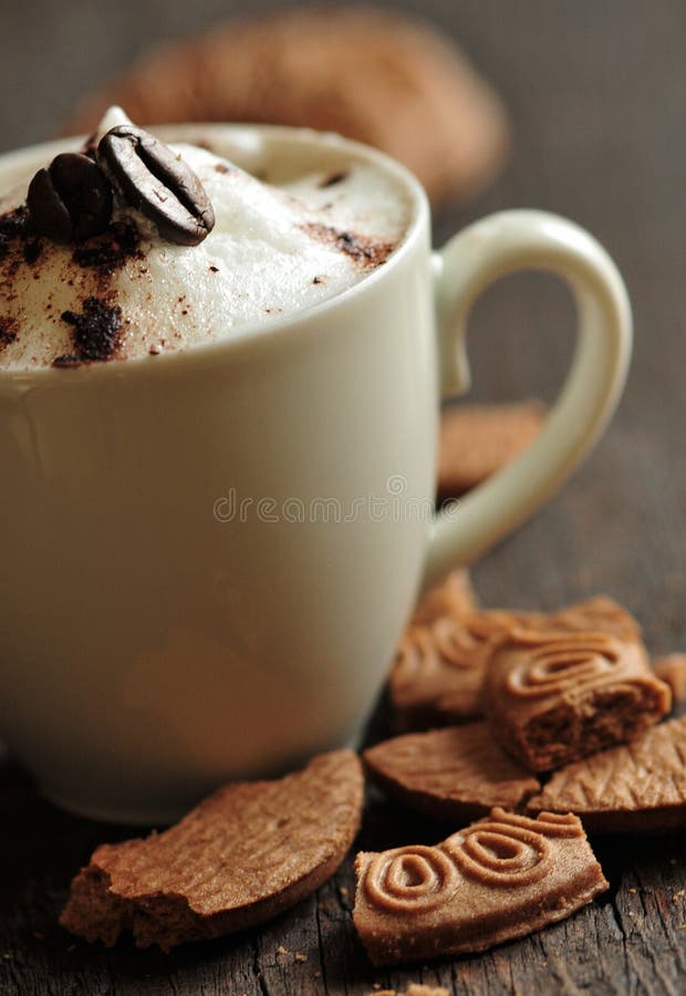 Creamy coffee and cookies stock photo. Image of breakfast - 29016346
