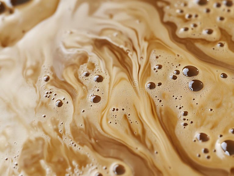 Creamy Coffee Swirl with Intricate Patterns and Bubbles Stock ...