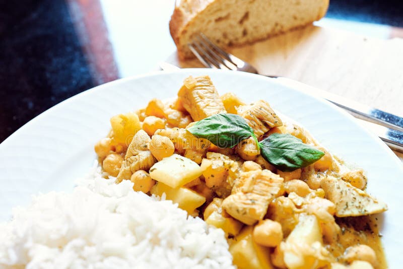 Creamy Curry with Chicken and Rice Stock Image - Image of menu, meal ...