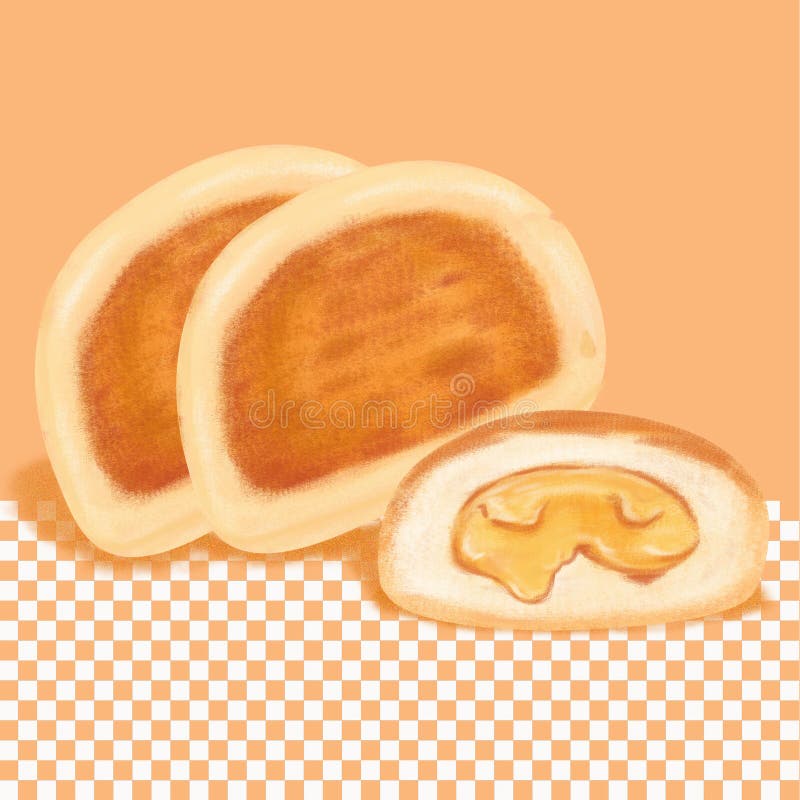 Creamy custard bun stock illustration. Illustration of bakery - 264054758