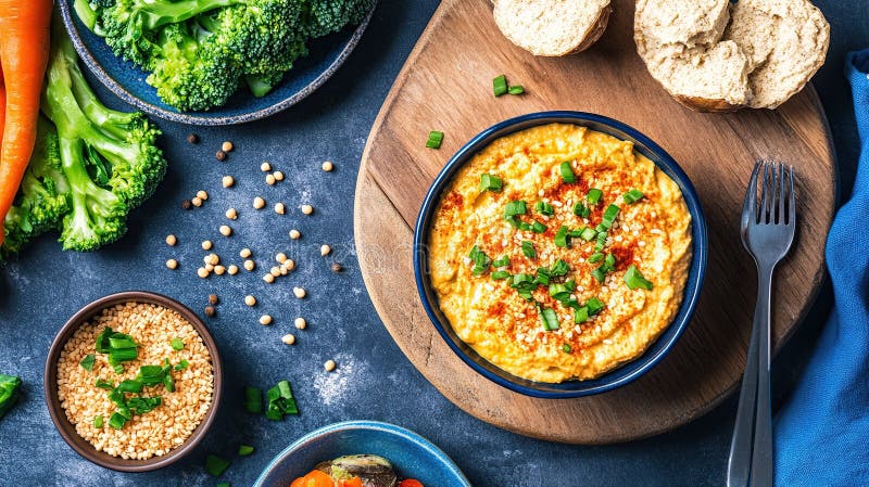 Creamy Dip, Vegetables, Bread, Overhead, Kitchen, Recipe Stock Photo ...