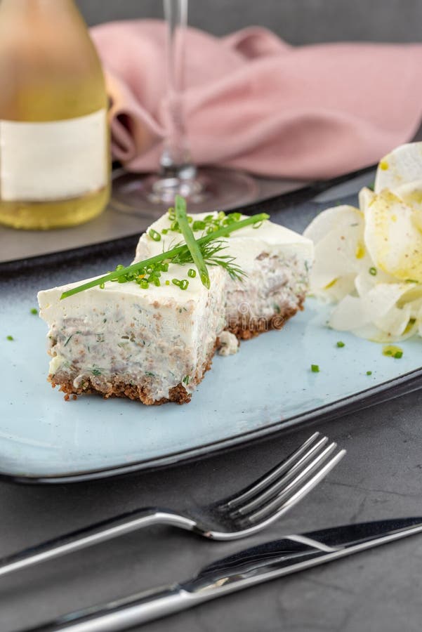 Creamy Fish Terrine with Dill and Radish Garnish Stock Photo - Image of ...