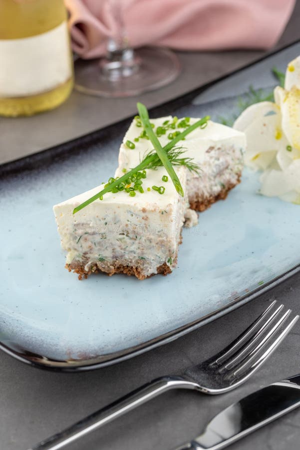Creamy Fish Terrine with Dill and Radish Garnish Stock Image - Image of ...