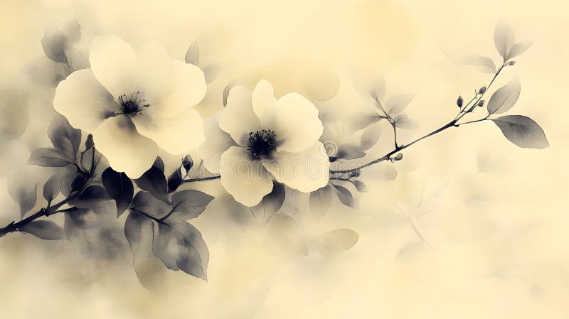 Creamy Floral Watercolor Illustration Stock Illustration - Illustration ...