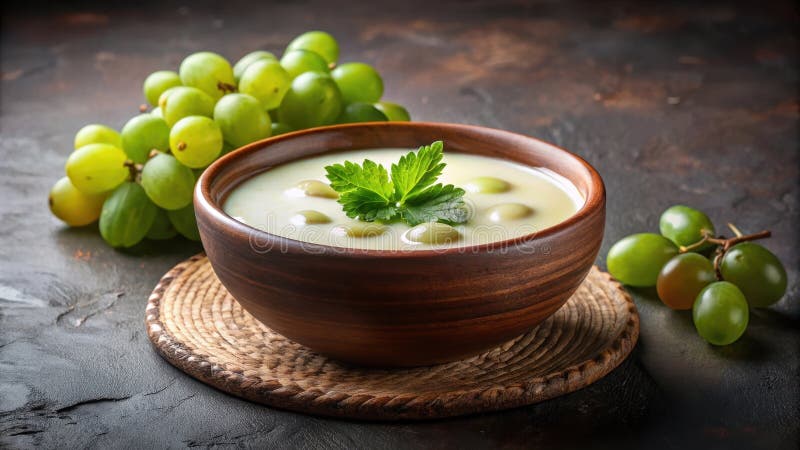 Creamy Grape Soup in Rustic Bowl with Fresh Grapes. Generative AI Stock ...