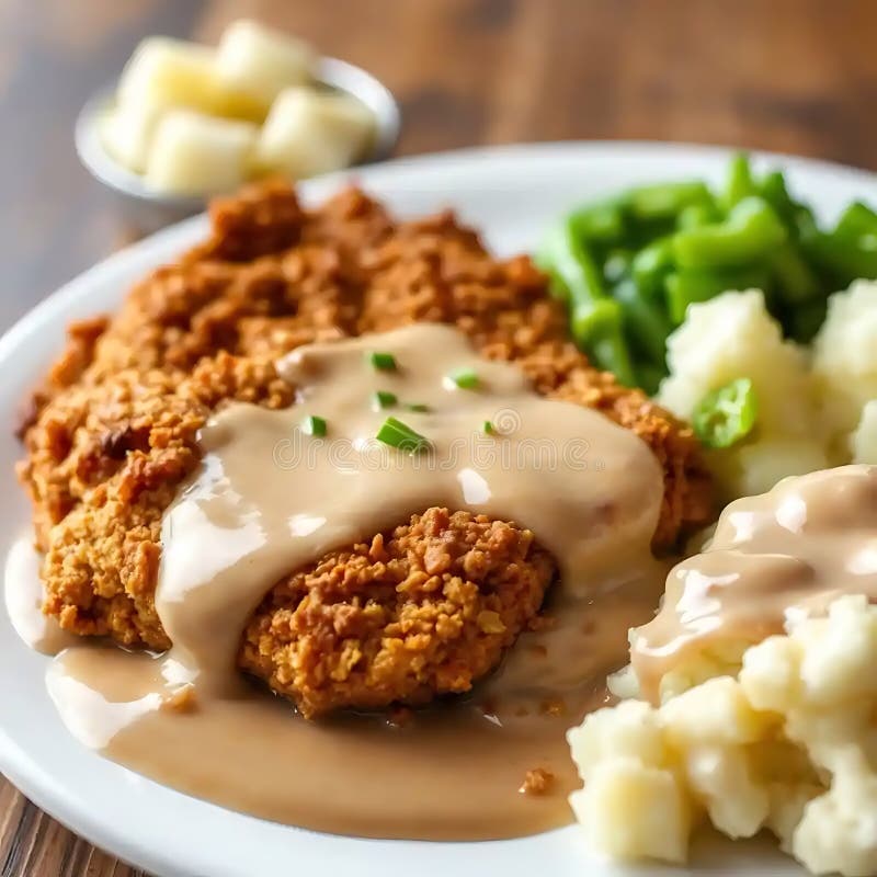 Creamy Gravy Chicken Fried Steak Dinner Plate Stock Photo - Image of ...