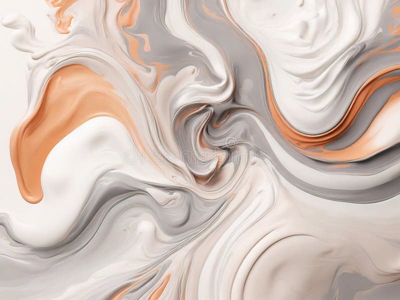 Creamy Gray and Muted Orange Fluid Ink Background, AI Stock ...