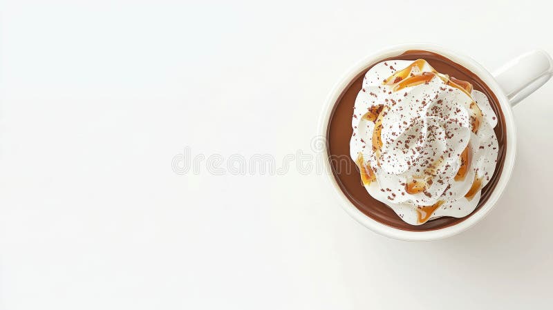 Creamy Hazelnut Milk with Whipped Cream and Caramel Drizzle in a White ...