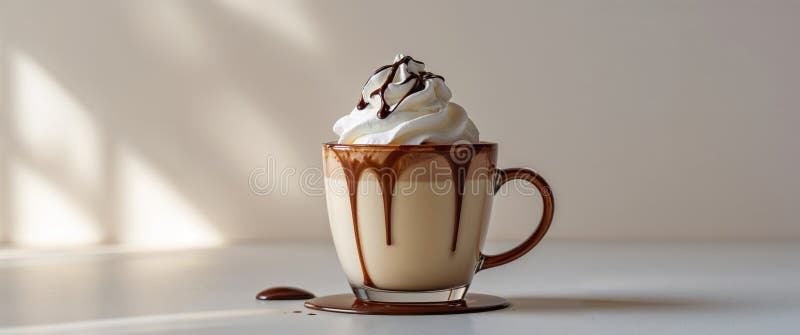 Creamy Hazelnut Milk with Whipped Cream and Chocolate Drizzle in a Cup ...