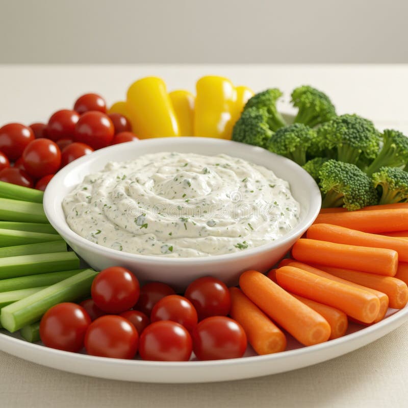 Creamy Herb Dip with Colorful Fresh Vegetables Stock Image - Image of ...