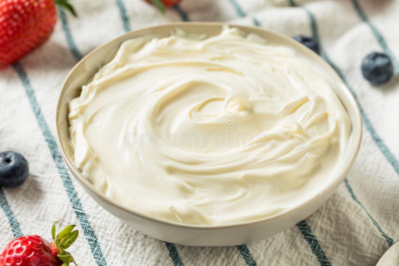 Creamy Homemade Mascarpone Cheese Stock Photo - Image of fresh, cheese ...