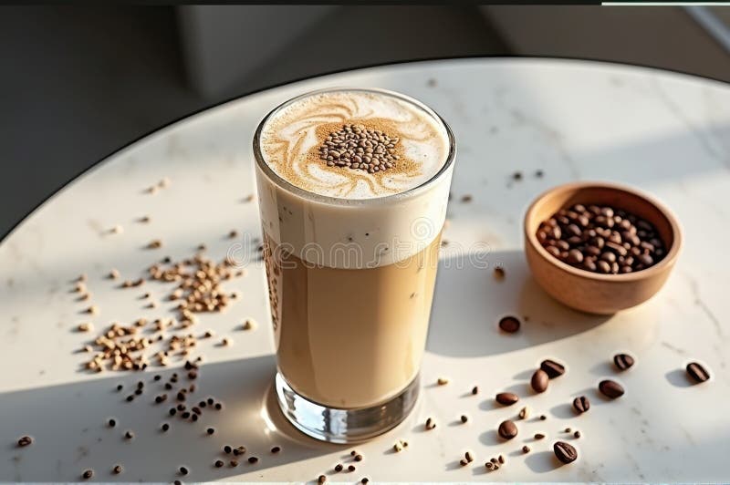 Creamy Iced Coffee Foam Seeds Marble Table Stock Photos - Free ...