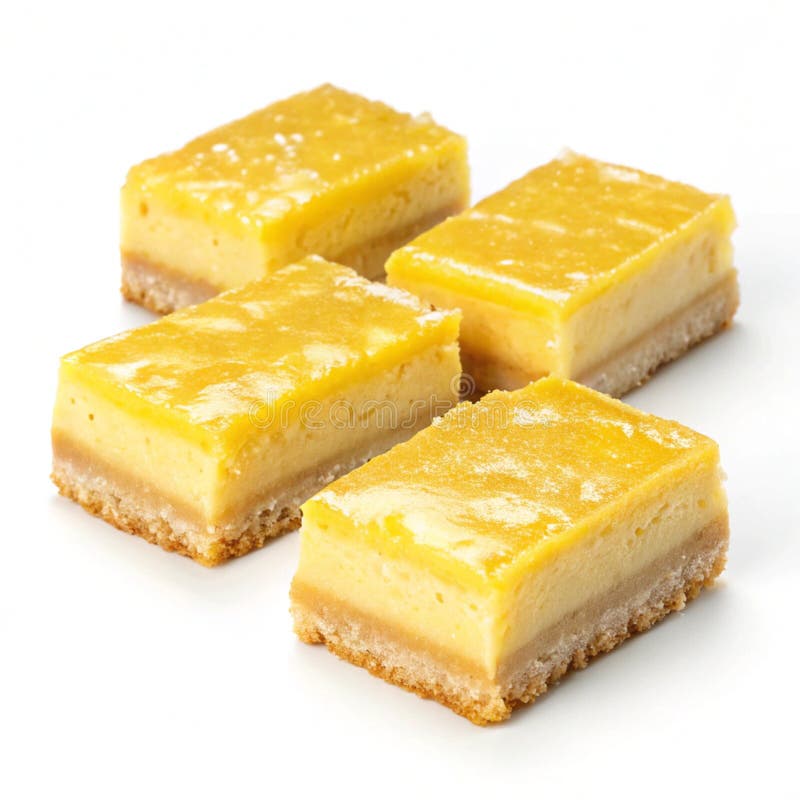 Creamy Lemon Bars Isolated on White Background Stock Illustration ...