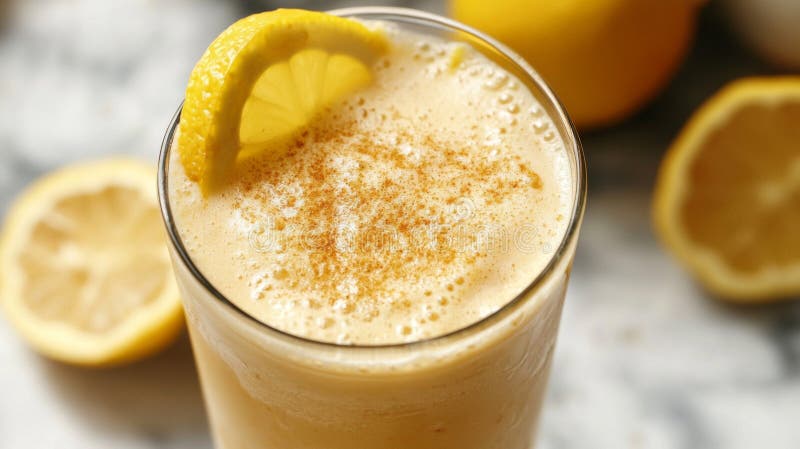 Creamy Lemon Cinnamon Smoothie in a Glass Stock Illustration ...