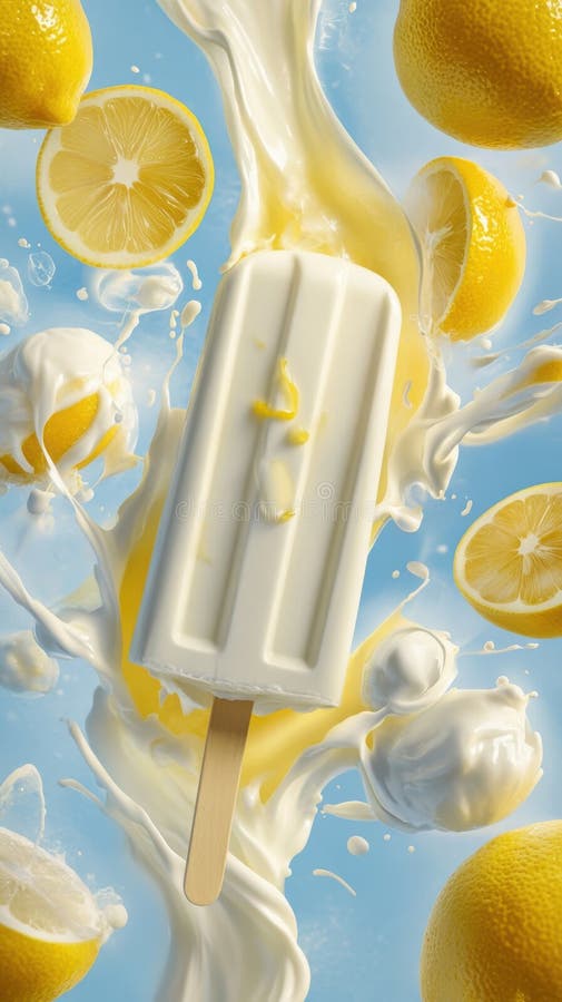 Creamy Lemon Popsicle Exploding with Fresh Citrus Slices and Milk ...