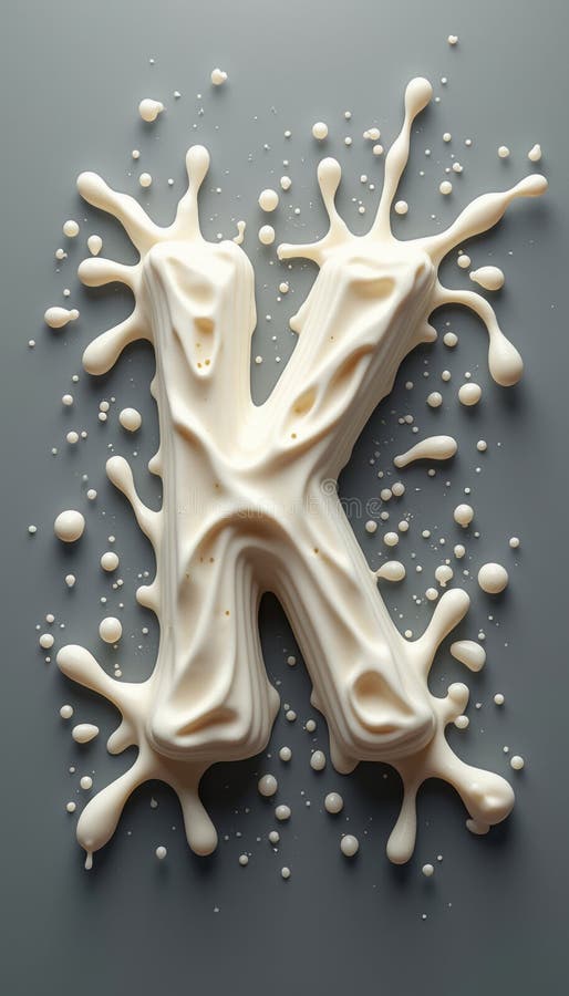 Creamy Letter K Splashed with Milk Droplets Stock Image - Image of ...