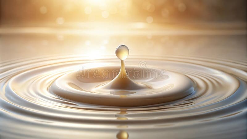 Creamy Liquid Drop Impacting a Surface Creating Concentric Ripples ...
