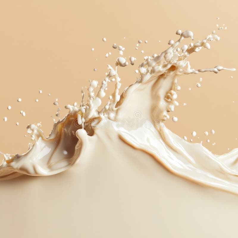 Creamy Liquid Splash Against Beige Background in Dynamic Motion Stock ...