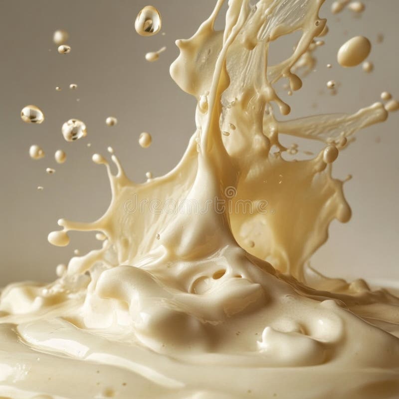 Creamy Liquid Splashes in Dynamic Motion on Beige Background Stock ...