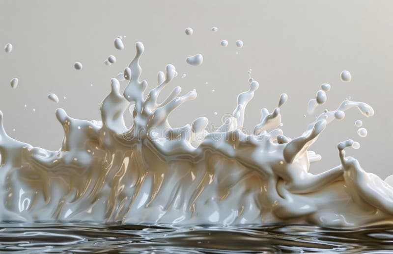 Creamy Liquid Splashing in Slow Motion on White Background Stock Photo ...