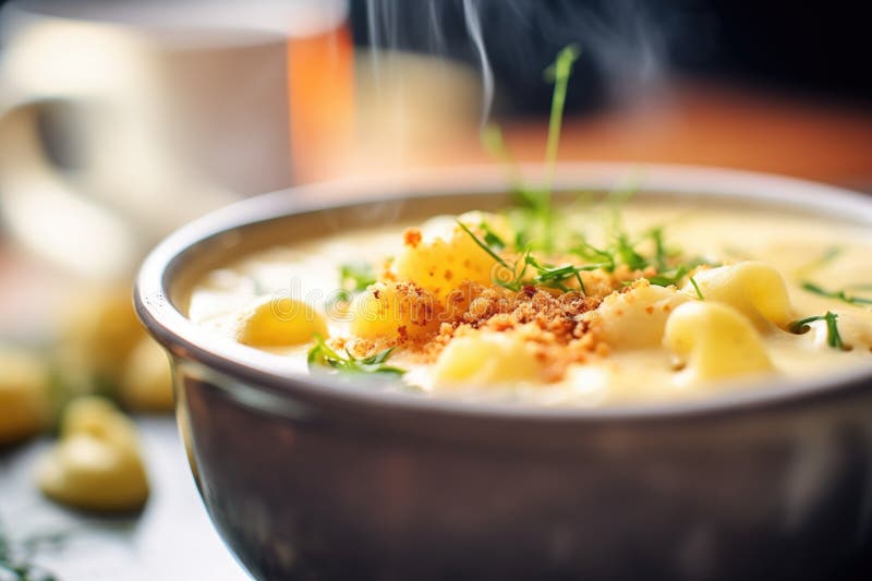 Creamy Mac and Cheese Close-up with Steam Stock Photo - Image of ...