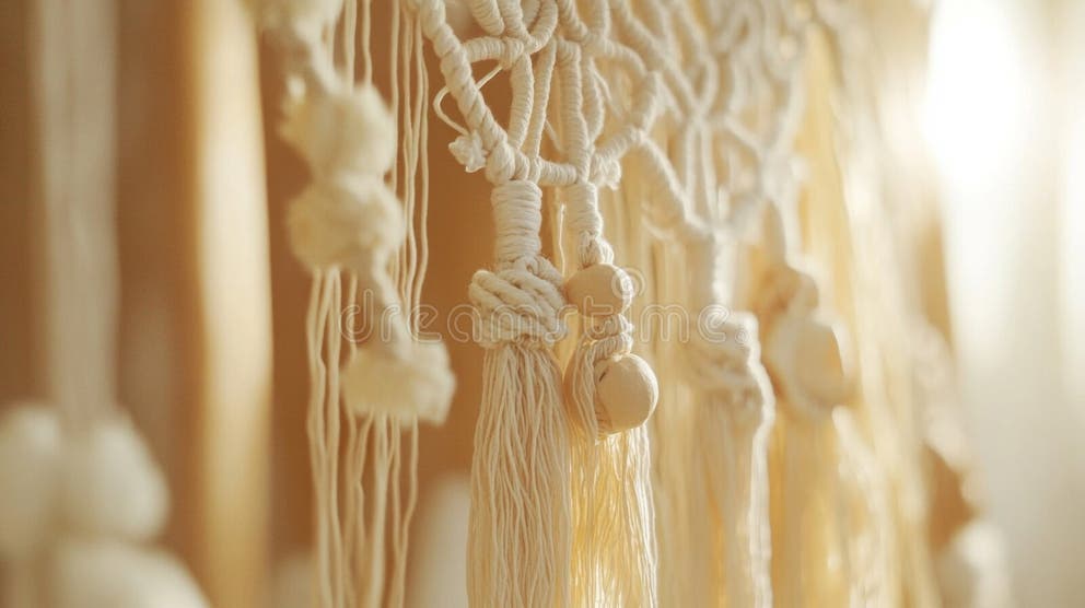Creamy Macrame Wall Hanging with Subtle Texture and Knotted Details ...