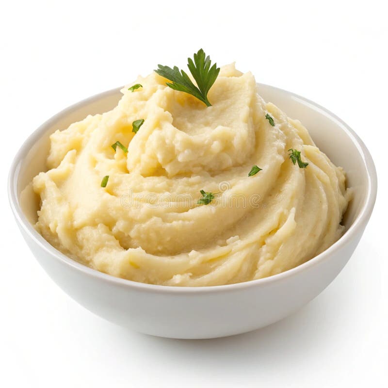 Creamy Mashed Potatoes Isolated on White Background Stock Illustration ...