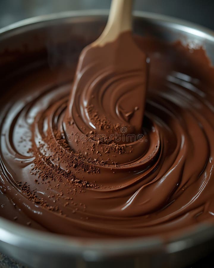 Creamy Melted Chocolate in Mixing Bowl with Spatula Stock Image - Image ...