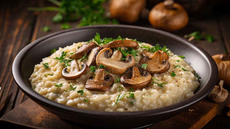 Creamy Mushroom Risotto in a Bowl Stock Illustration - Illustration of ...