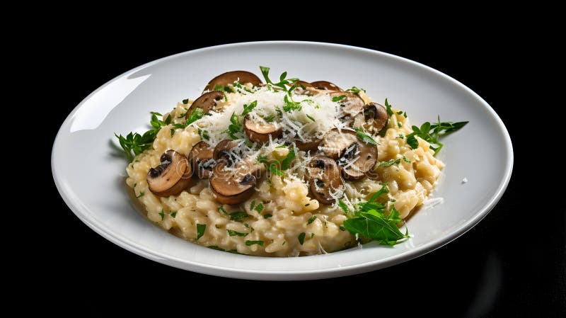 Creamy Mushroom Risotto with Parmesan Cheese Stock Illustration ...