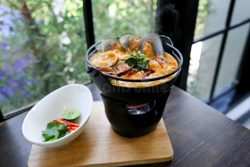 Creamy Mussel Soup Spicy Taste. Stock Image - Image of prawns, fresh ...