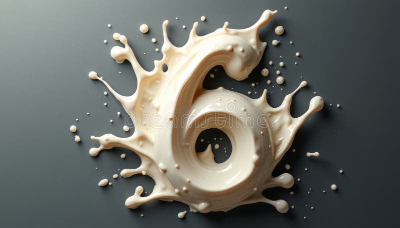Creamy Number Six Splashed Artistically Stock Image - Image of ...