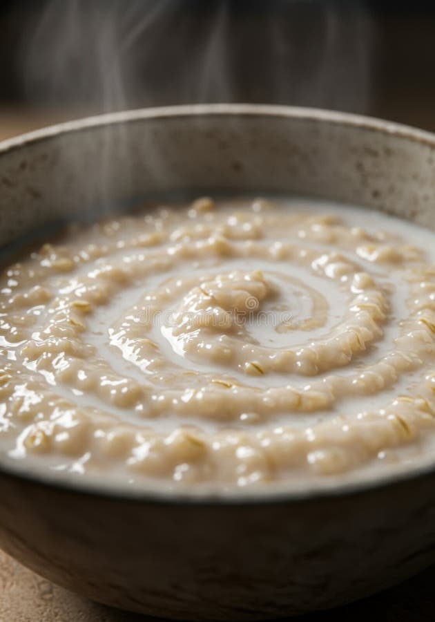 Creamy Oatmeal Breakfast Bowl with Steam Stock Photo - Image of morning ...