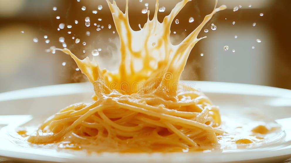 Creamy Pasta with Sauce Splash Stock Image - Image of rich, cuisine ...