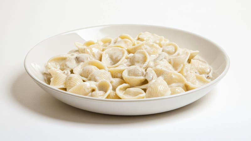 Creamy Pasta Shells in White Sauce on Plate Stock Illustration ...