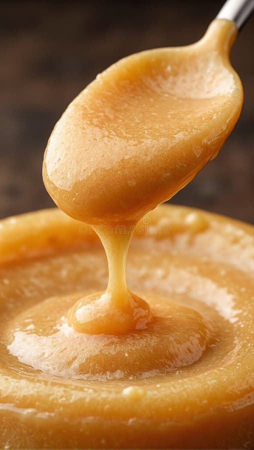 Creamy Peanut Butter Dripping Off a Spoon Under Soft Light Stock ...